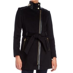 Via Spiga | Jackets & Coats | Via Spiga Womens Faux Leather Trim Coat ...